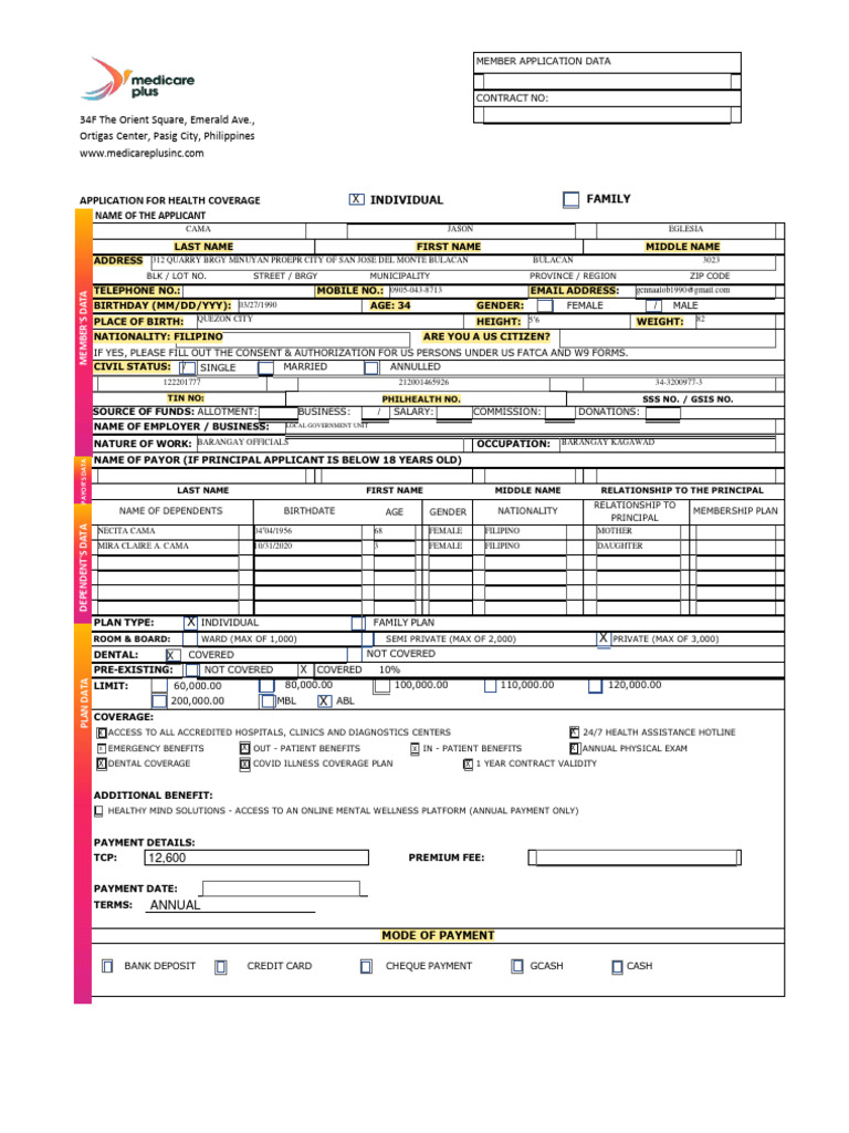 Medicare Plus - Service Agreement Form - Promo | PDF | Cheque | Payments