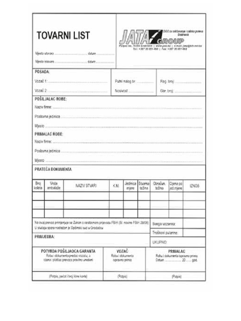 Tovarni List | PDF