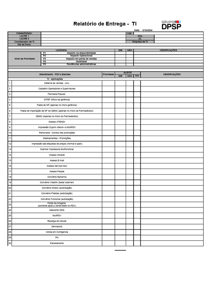 Checklist - Pos Instalação | PDF | Informática | Telecomunicações