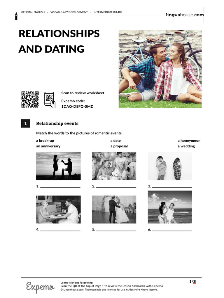 Intermediate Vocabulary: Relationships & Dating | PDF | Social ...