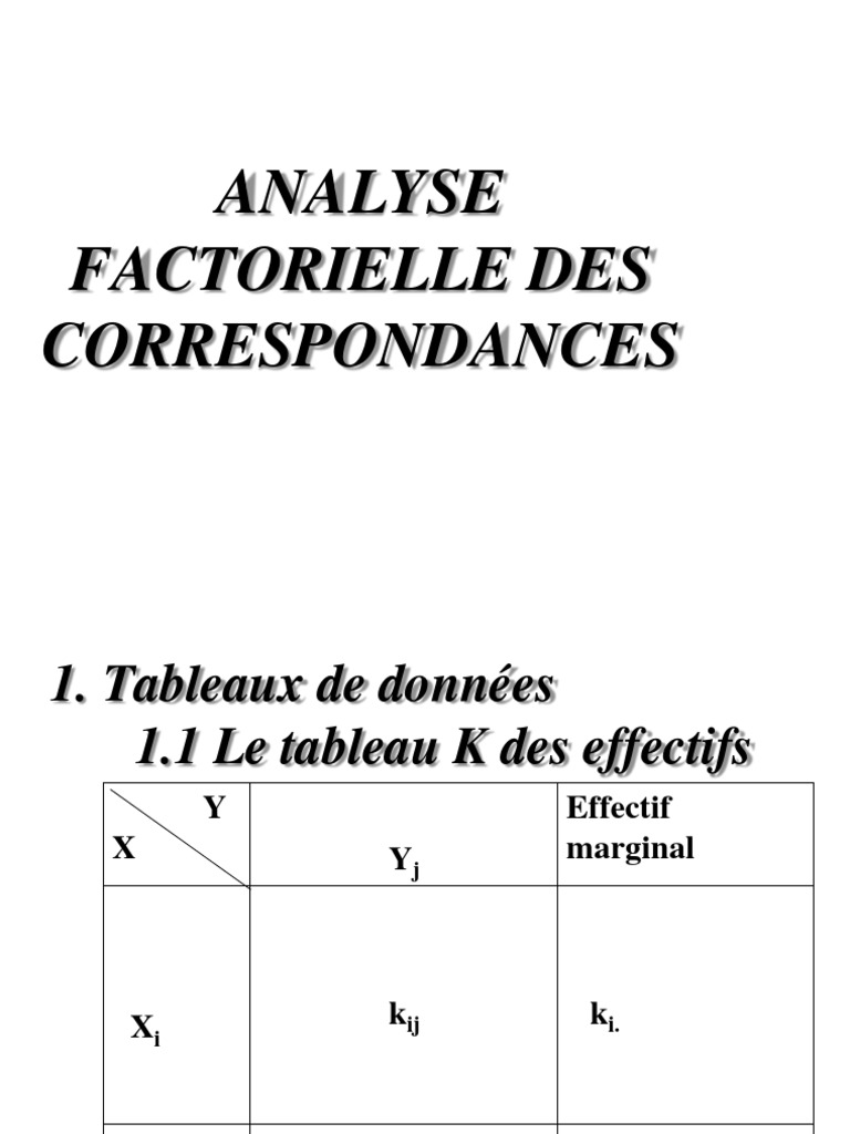 Analyse Factorielle Des Correspondances Diaporama | PDF | Valeur propre, vecteur propre et ...