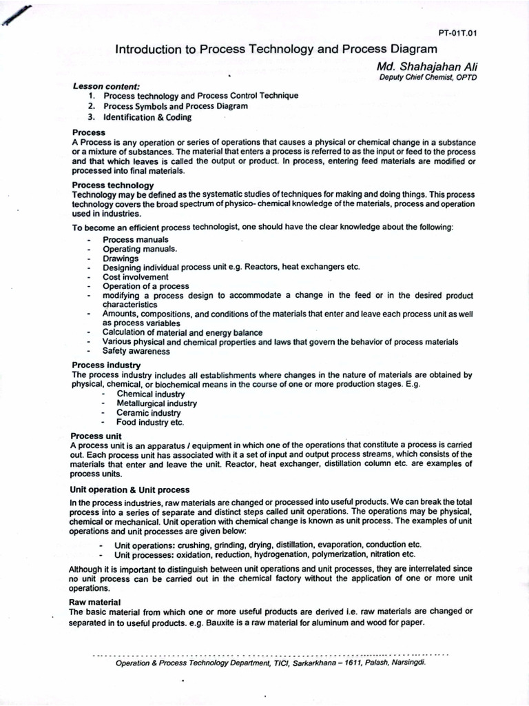 Process Technology and Diagram | PDF