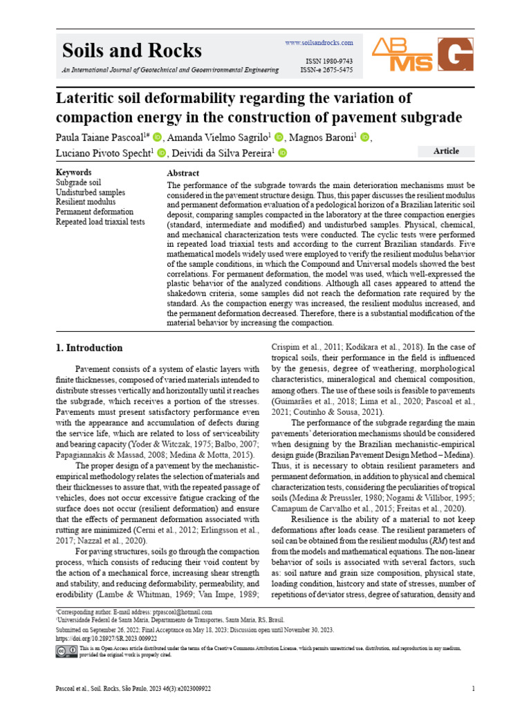 Lateritic Soil Deformability Regarding The Variati | PDF | Deformation ...
