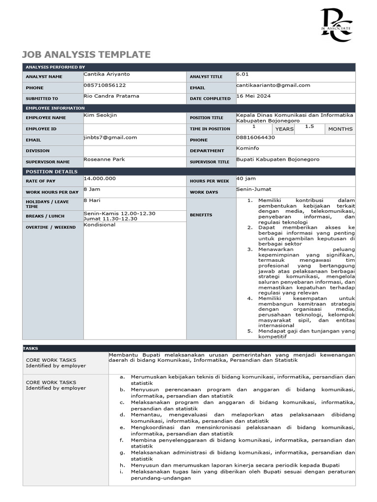 Job Analisis KERTAS A4 | PDF