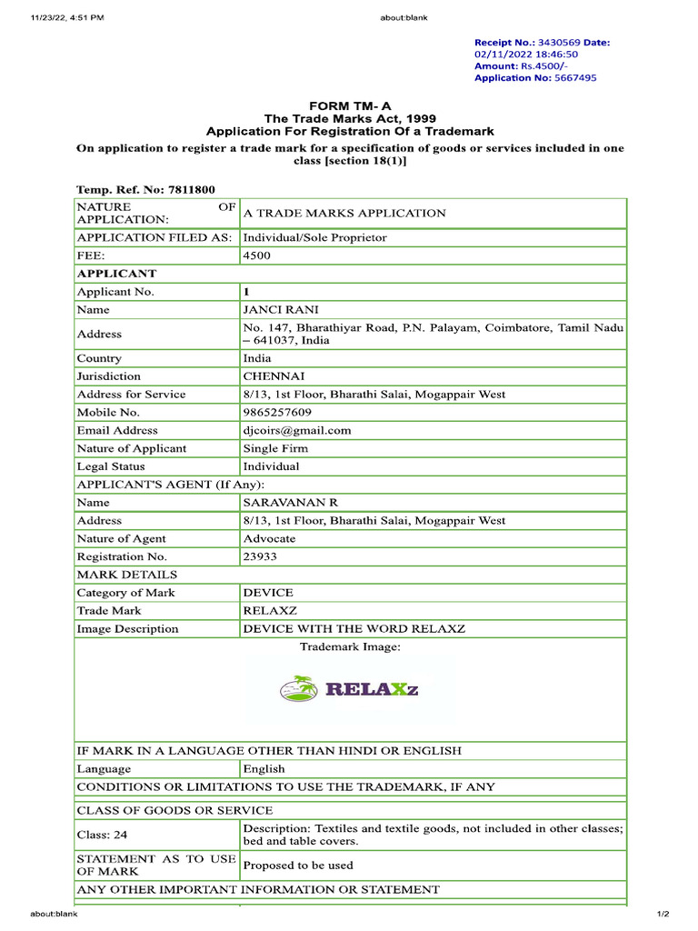 TM Application Filed | PDF