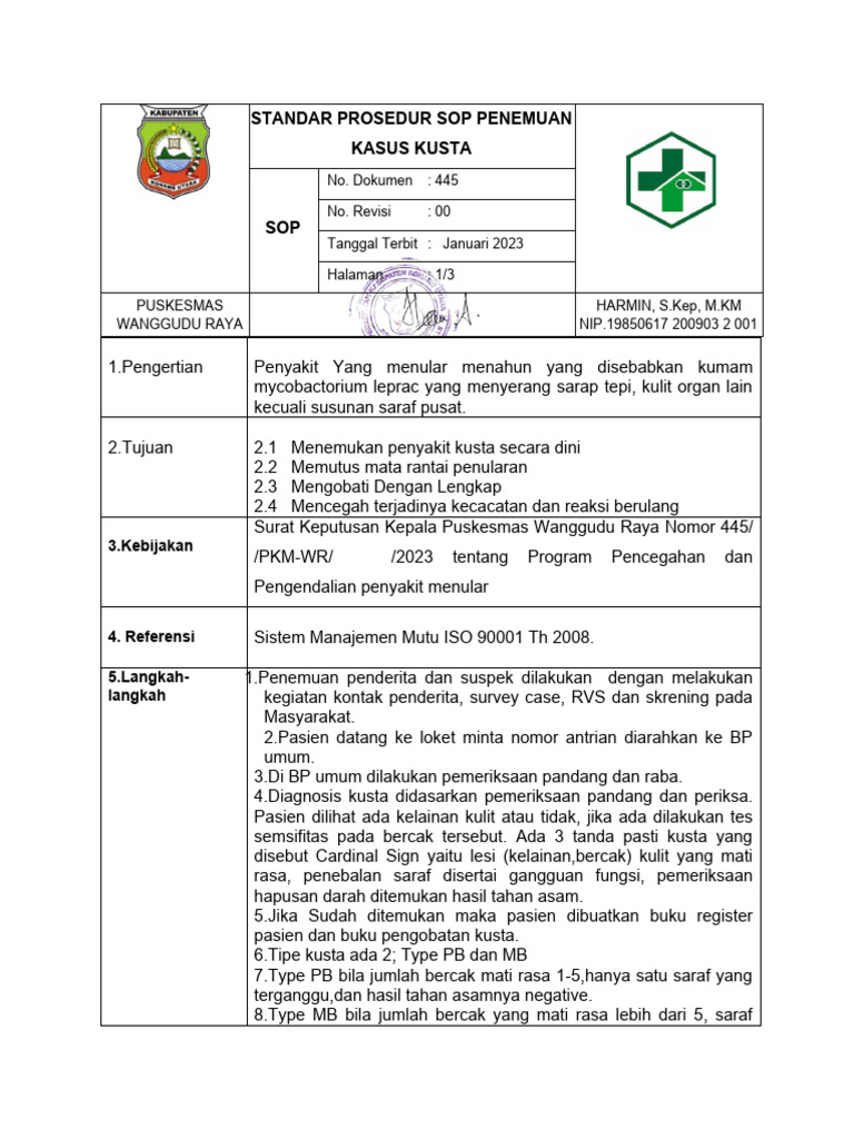Sop Penemuan Kasus Kusta | PDF
