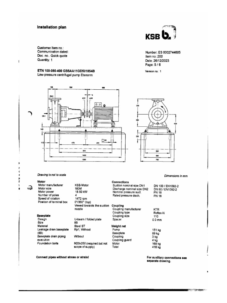 CHW PUMP SET C Installation Plan | PDF
