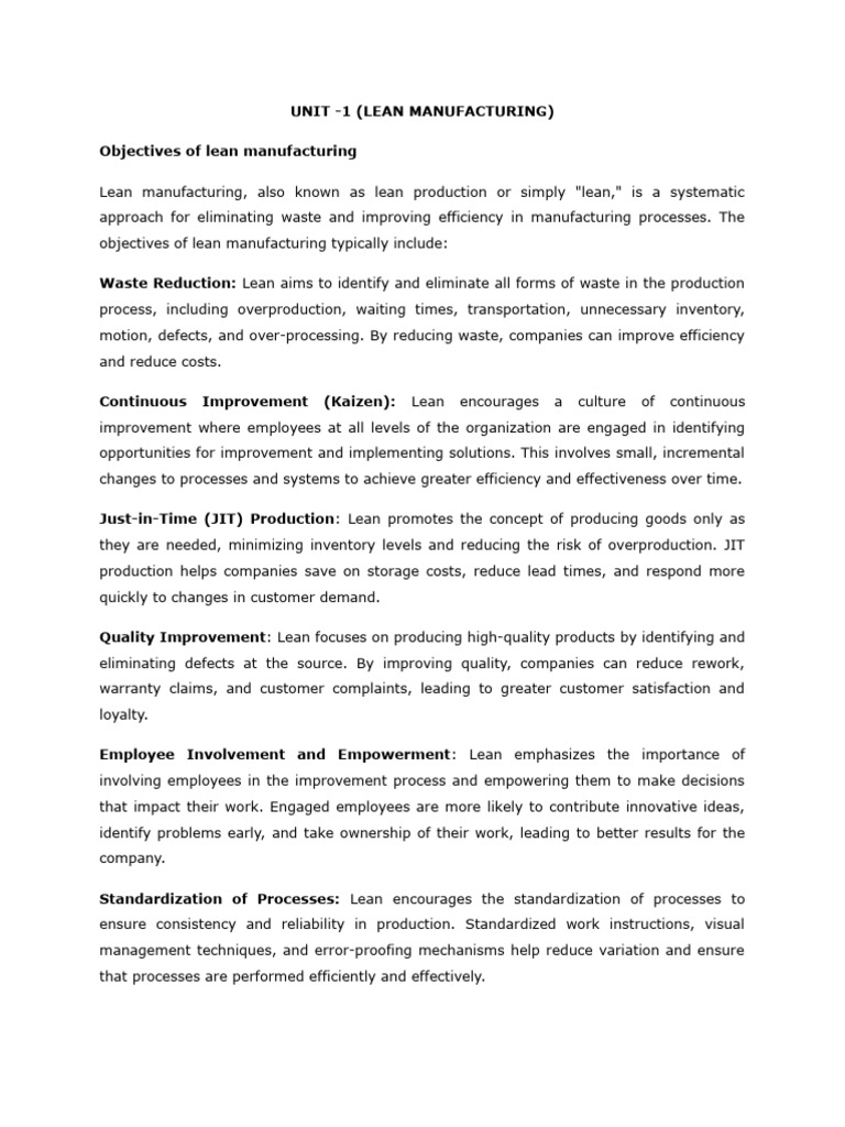 Ams Unit-1 Notes | PDF | Lean Manufacturing | Six Sigma
