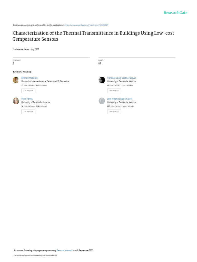 Characterization Of The Thermal Transmittance In Buildings Using Low Cost Temperature Sensors