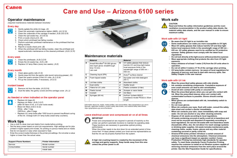 Arizona 6100 Series Care and Use Quick Reference Guide 2022-05 en - Us ...