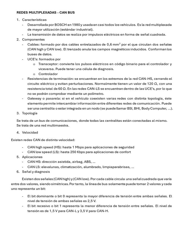 Redes Multiplexadas - Red Can | PDF | Telecomunicaciones | Ingeniería Informática