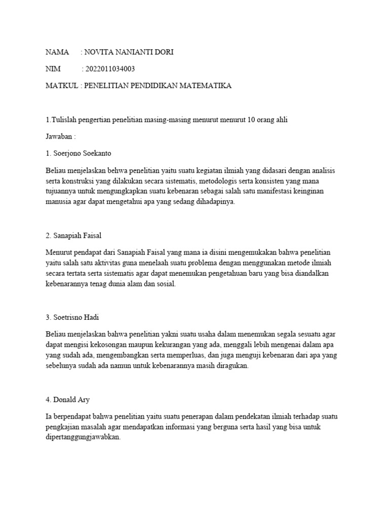 Tugas Novita Nanianti Dori P2M | PDF | Pengembangan Diri | Sains & Matematika