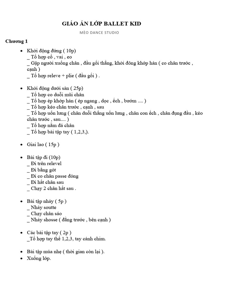 Giáo Án L P Ballet Kid | PDF
