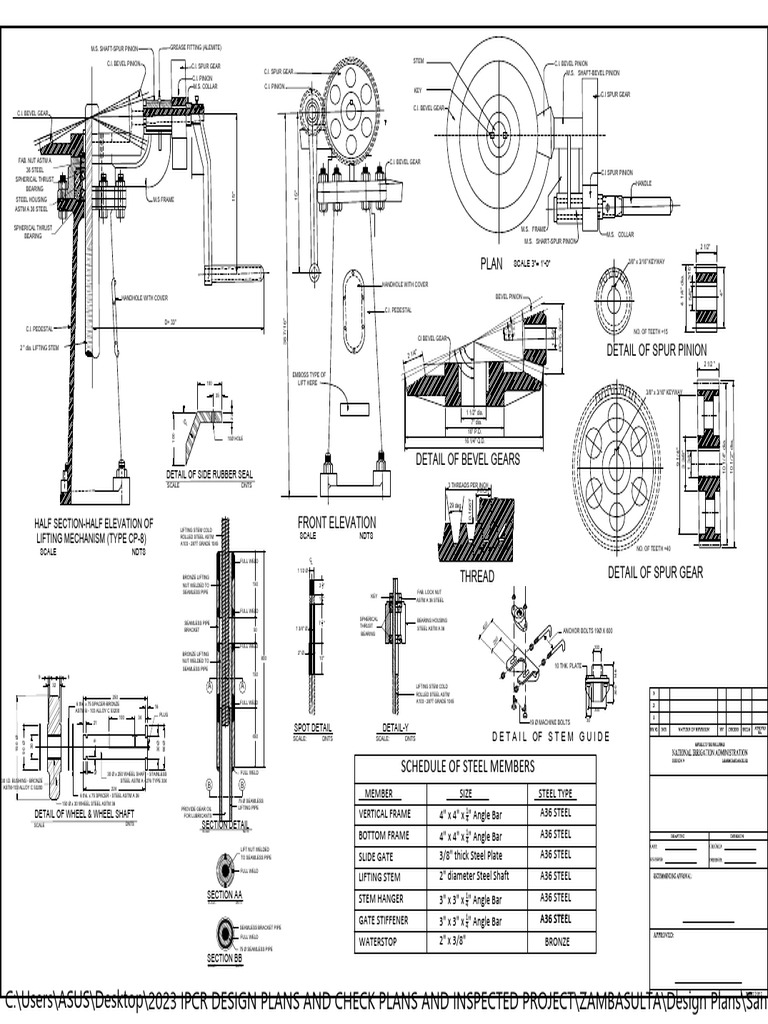 Sluice Gate Plan | PDF | Gear | Pipe (Fluid Conveyance)