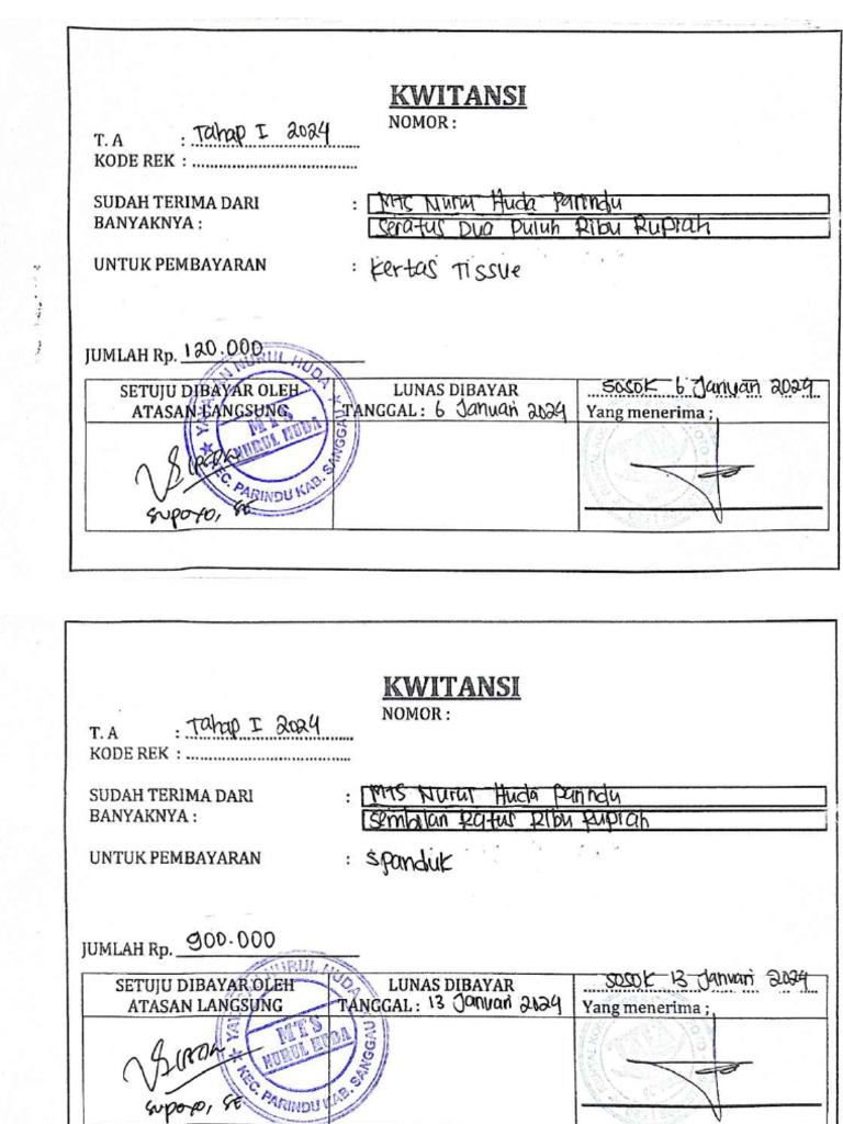 NOTA PEMBELIAN ATK_TAHAP 1 2024 | PDF