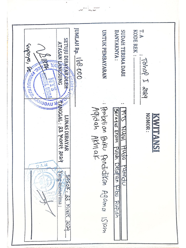 Nota Pembelian Buku - Tahap 1 2024 | PDF