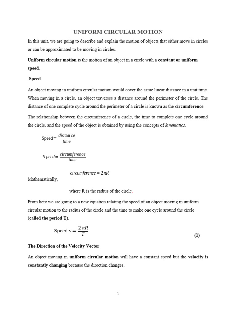 Uniform Circular Motion Notes Elect | PDF | Acceleration | Force