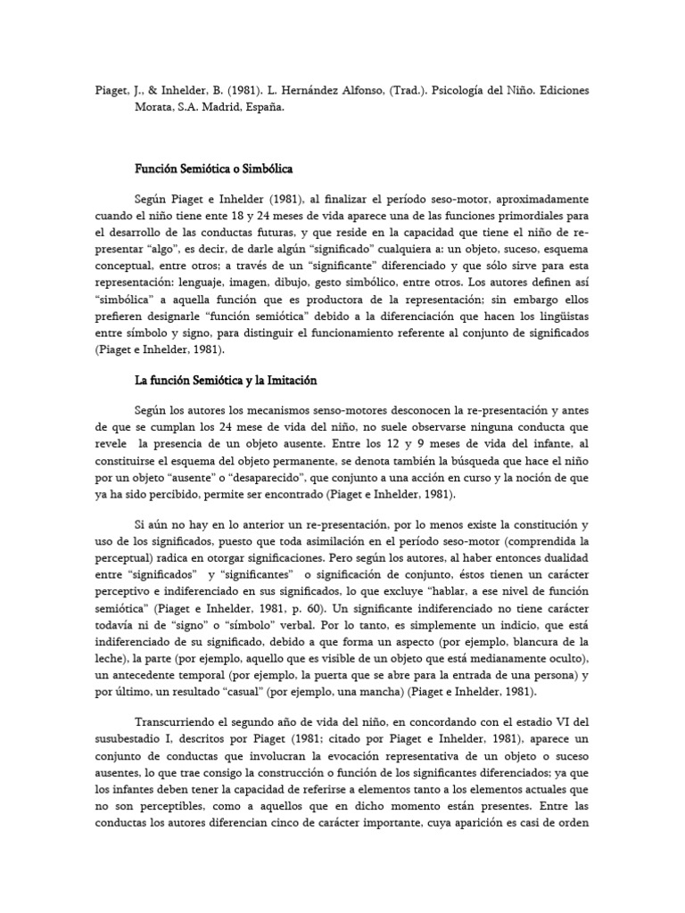 Capítulo 3 Piaget Inhelder | PDF | Semiótica | Los símbolos