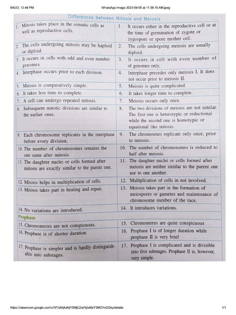 Difference BW Mirosis and Meosis | PDF