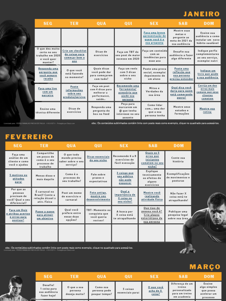 Calendário - Educação Física | PDF