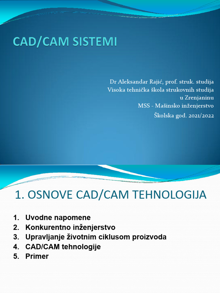 1 - Osnove CAD-CAM Tehnologija | PDF