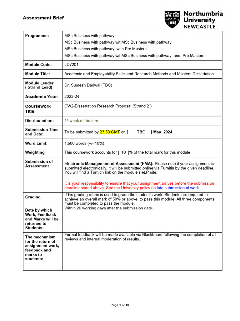 LD7201 CW2-Research Proposal NU Assessment Brief Sept 2023V5.09.23 | PDF | Methodology | Thesis