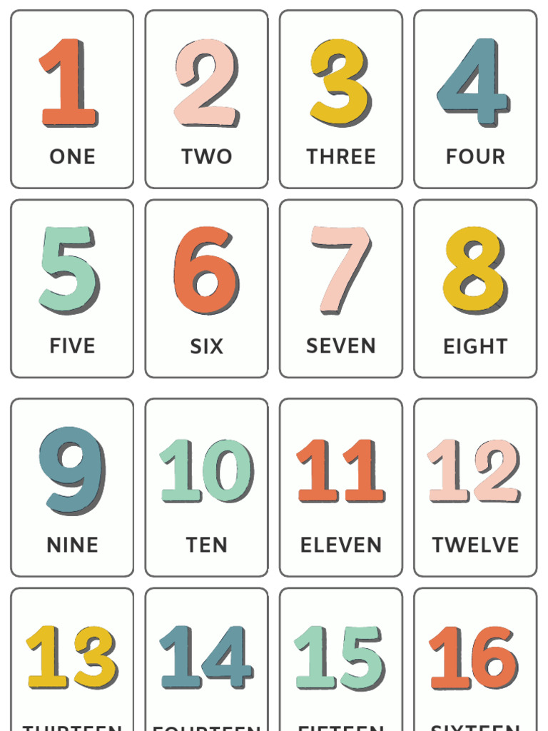 Colorful Fun Math Number Flashcards | PDF
