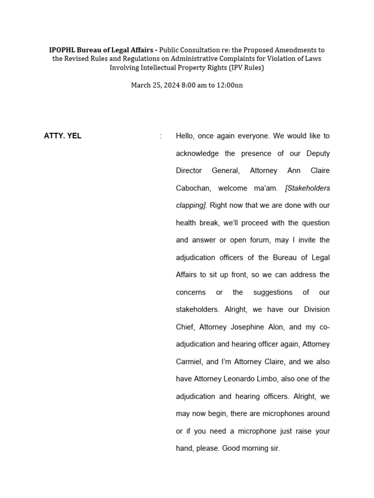 Public Consultation on IPV Rules Amendments | PDF | Complaint | Affidavit