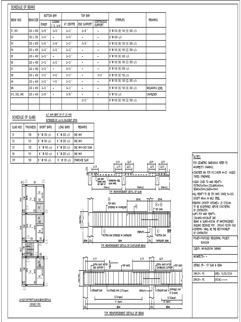S1 RAJENDRA GAIKWAD FIRST SLAB & BEAM DETAILS-Model | PDF