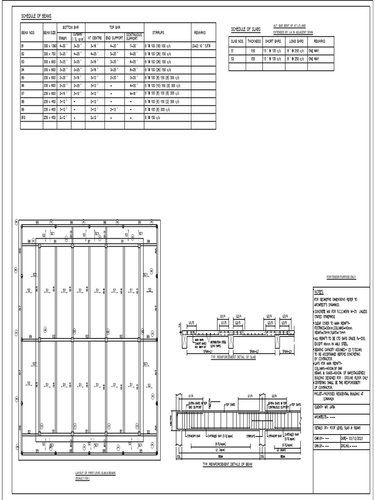 MR - Jatia FIRST LEVEL SLAB & BEAM DETAILS-Model | PDF