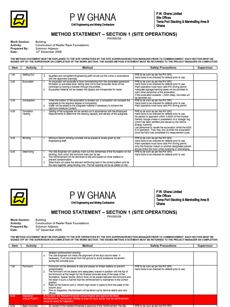 MS09 - Reefer Rack Foundations - Section 1 | PDF | Concrete | Civil ...