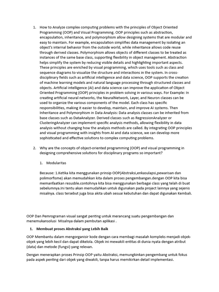 How To Analyze Complex Computing Problems With The Principles of Object Oriented Programming ...