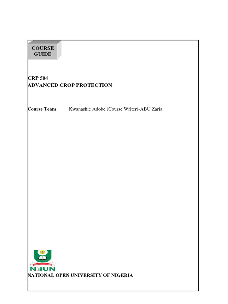 CRP 504 ADVANCE CROP PROTECTION | PDF | Pest (Organism) | Quarantine