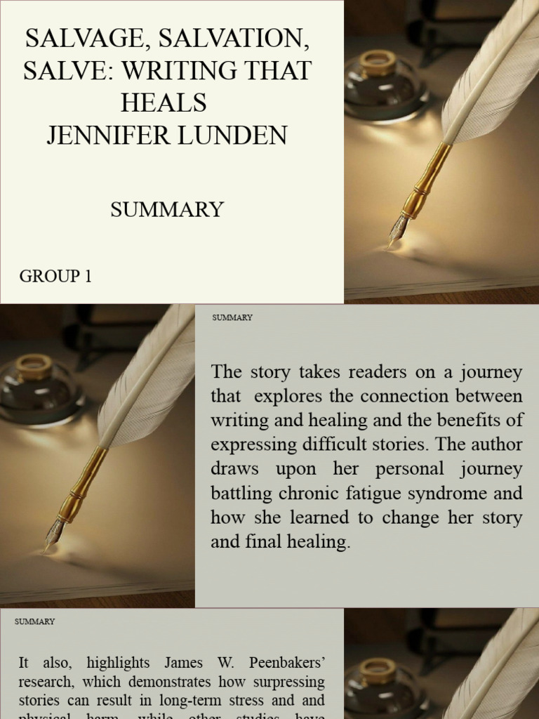 Salvage, Salvation, Salve: Writing That Heals Jennifer Lunden | PDF ...