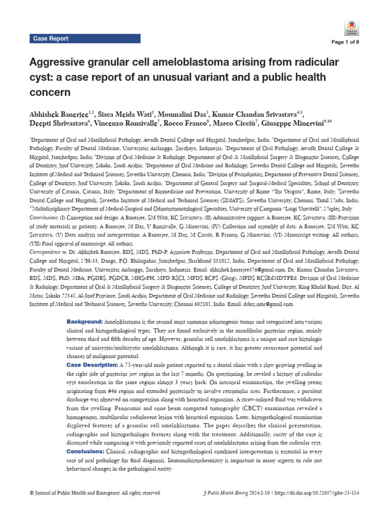 Aggressive Granular Cell Ameloblastoma Arising From Radicular Cyst: A ...