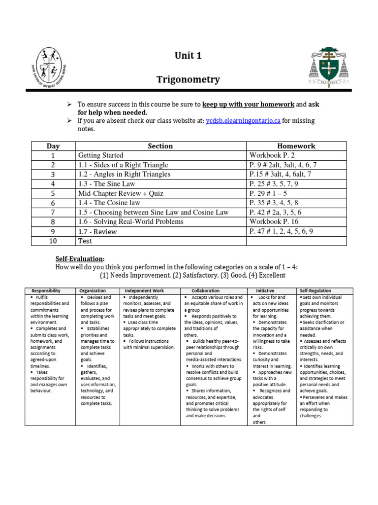 Unit 1 Workbook Trigonometry Pdf Trigonometry Trigonometric Functions