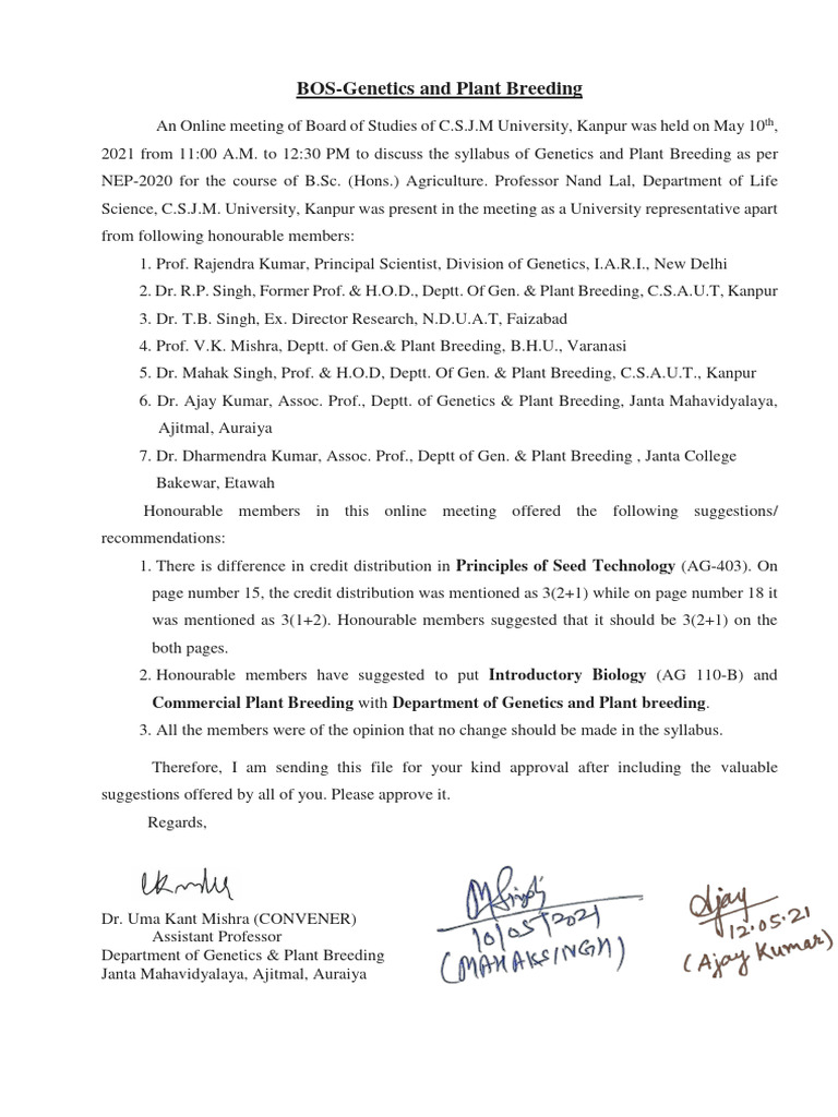 Genetics and Plant Breeding Syllabus Update | PDF | Plant Breeding ...