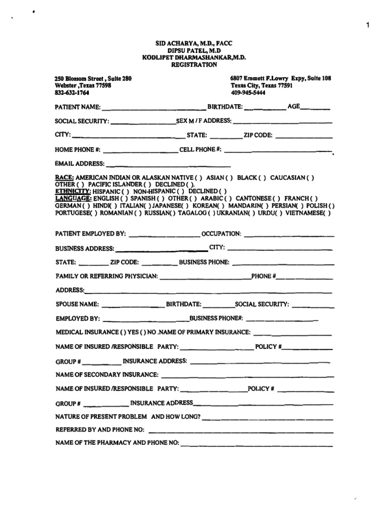 CST - New Patient Form | Download Free PDF | Health Insurance ...