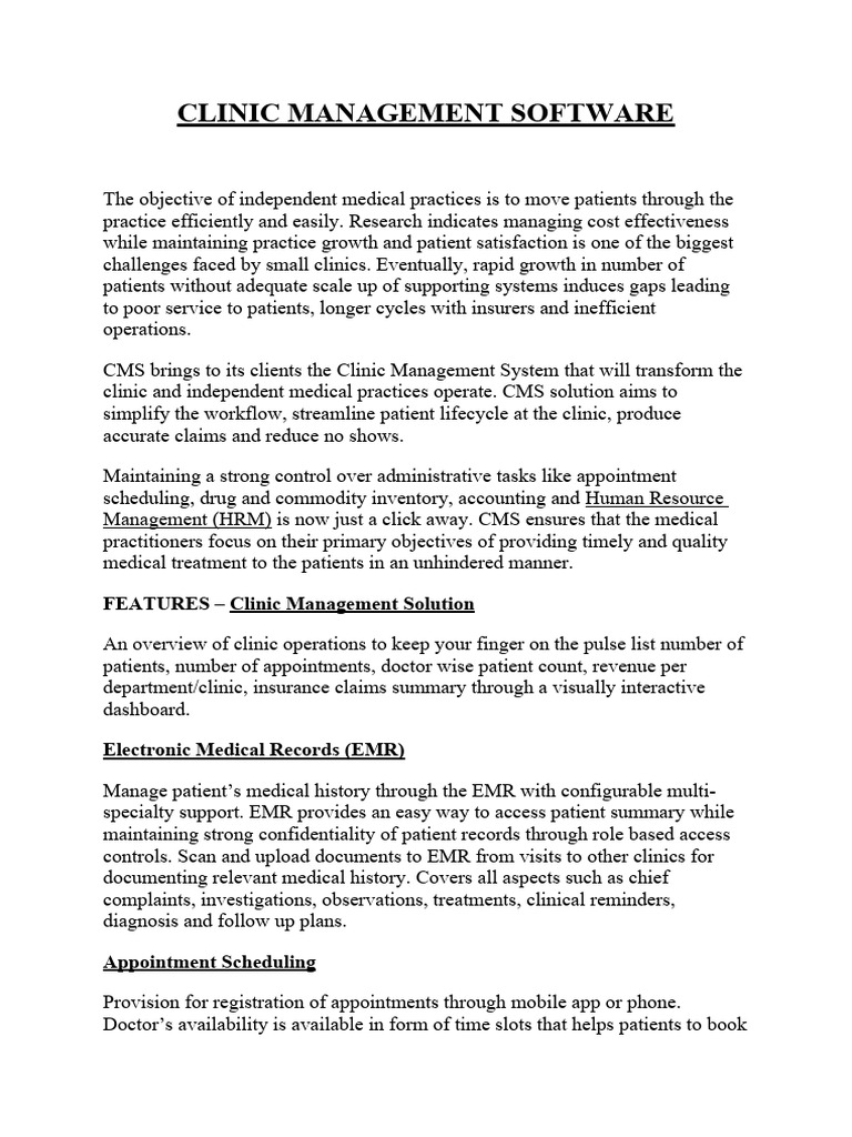 Clinic Management Software | PDF | Cloud Computing | Electronic Health Record