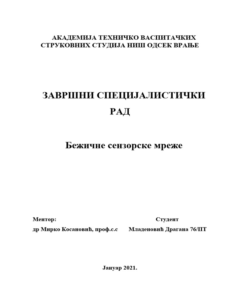 Template Za Specijalisticki Rad | PDF