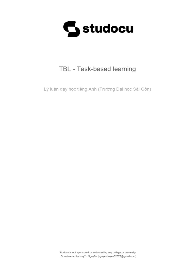 Tbl Task Based Learning | PDF | Learning | Teachers Tbl Task Based Learning | PDF | Learning | Teachers