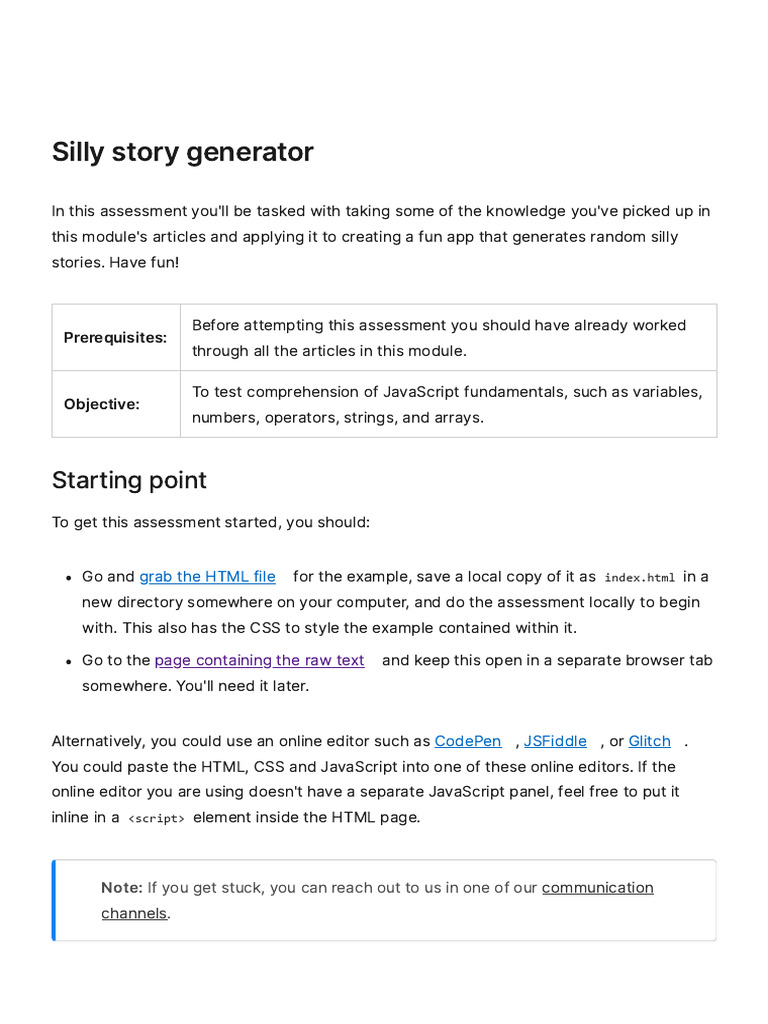 1-10 Silly Story Generator - Learn Web Development - MDN | PDF | Java Script | World Wide Web