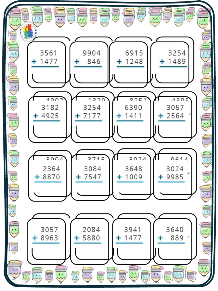 Suma de Dos Tres Cuatro y Cinco Digitos Con Canje Cote | PDF