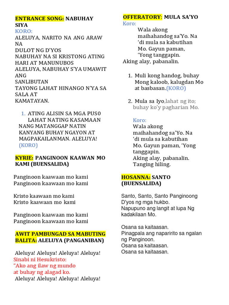 Apr 24 Mass Songs | PDF