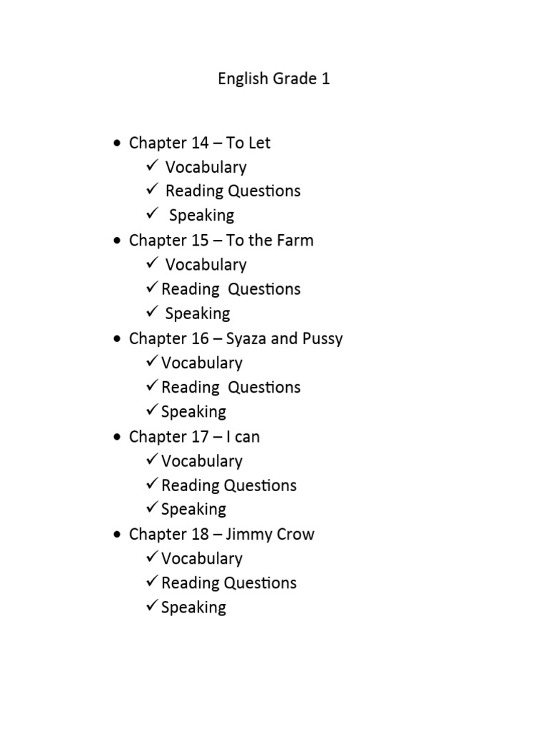 English Grade 1 | PDF