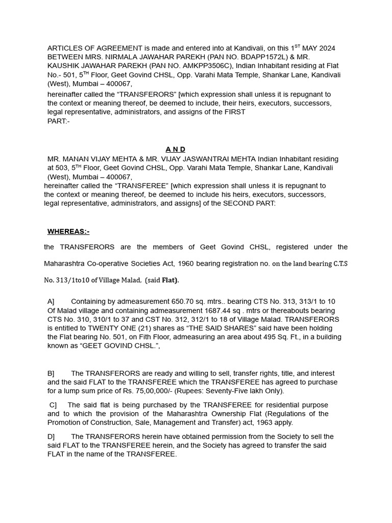 Draft Agreement | PDF | Interest | Deed