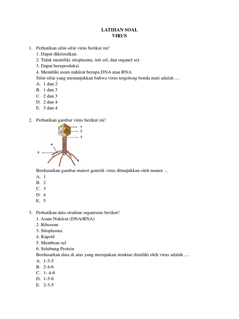 Soal Latihan Virus Kelas 10 | PDF | Griya & Taman | Kesehatan Holistik