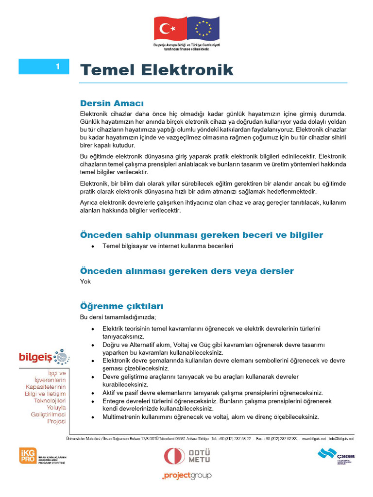 94 Temel-Elektronik Ders İzlencesi | PDF