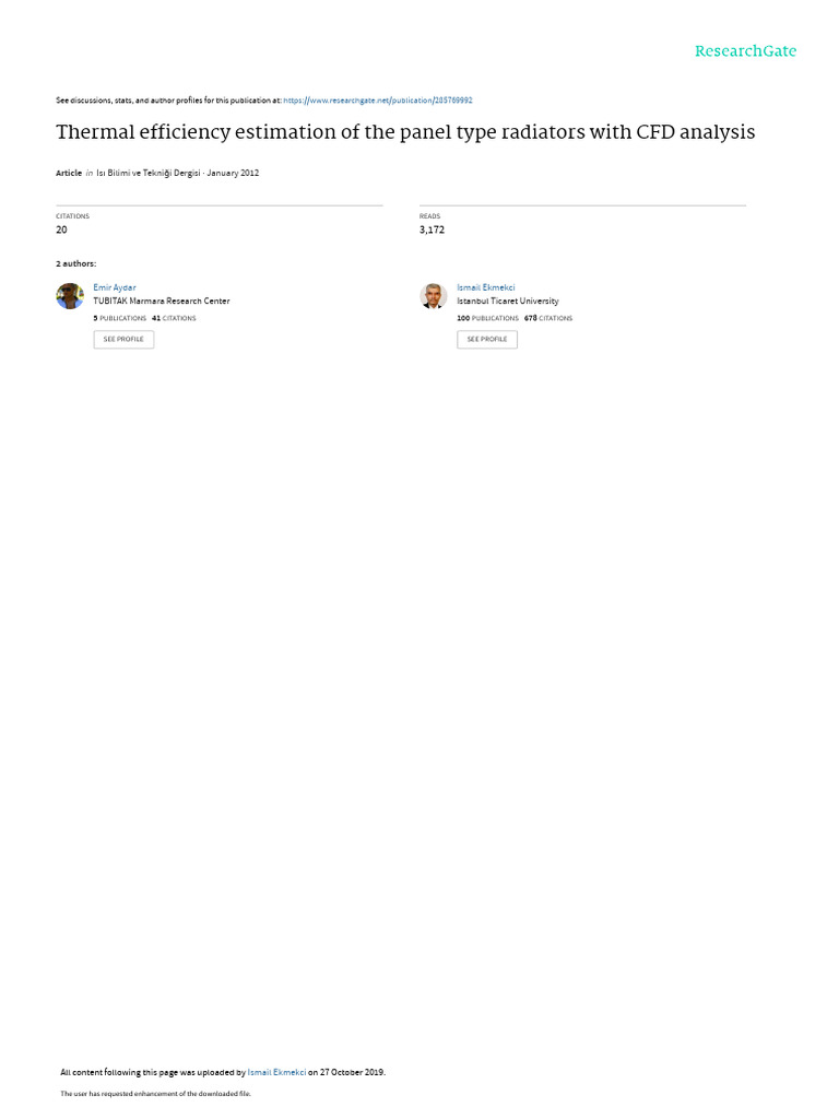 Thermal Efficiency Estimation of The Panel Type Radiators With CFD ...