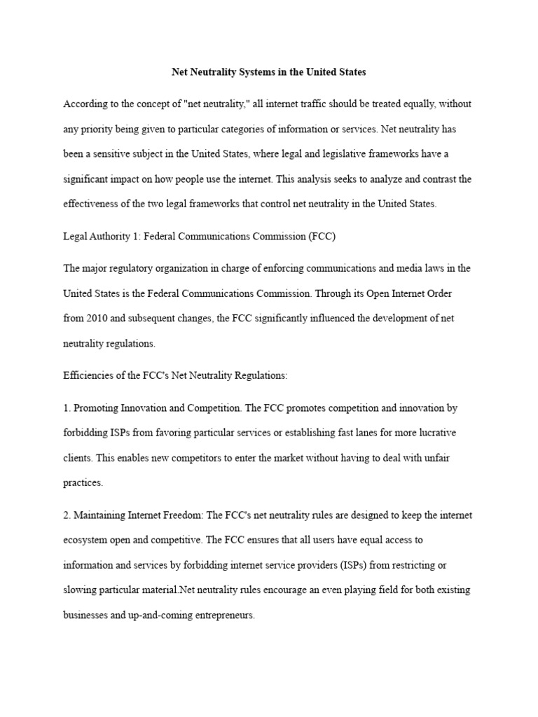 Net Neutrality Laws in the U.S. Explained | PDF | Net Neutrality ...